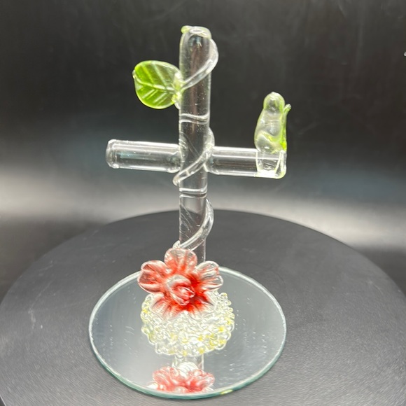 Art | Blown Glass Cross Wflower Bird On Mirror4 | Poshmark